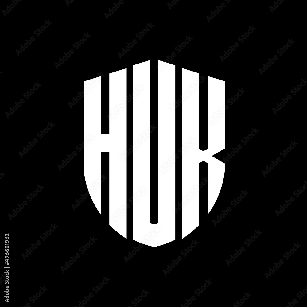 HUK letter logo design. HUK modern letter logo with black background ...