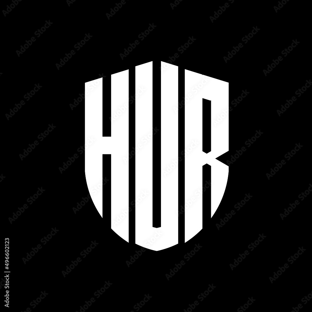 HUR letter logo design. HUR modern letter logo with black background ...