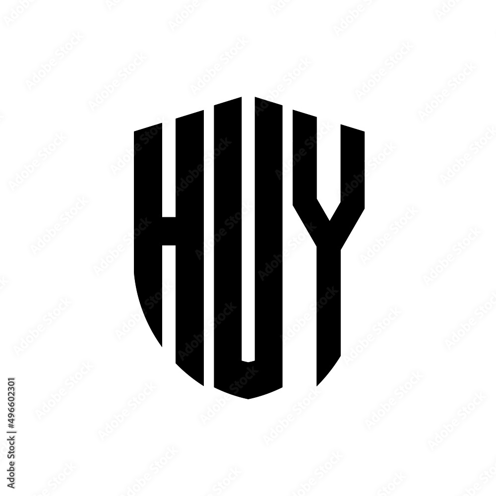 HUY letter logo design. HUY modern letter logo with black background ...