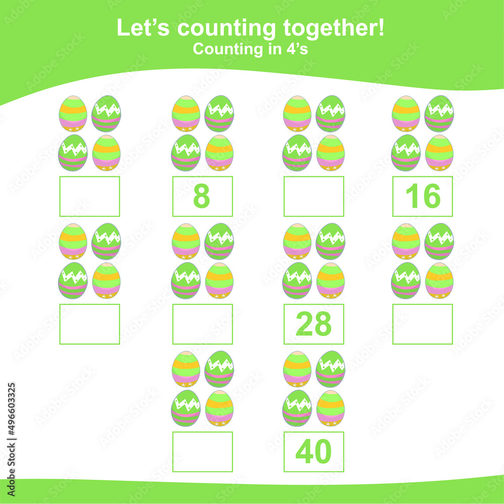 Counting the easter eggs for Preschool Children. Counting multiples of ...