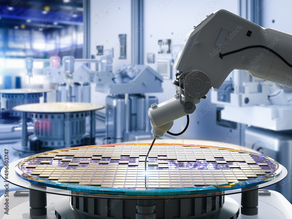 Semiconductor manufacturing with robotic arms Stock Illustration ...