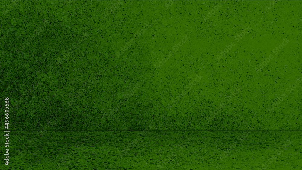 empty green wall room interiors studio, grainy artificial stone ...