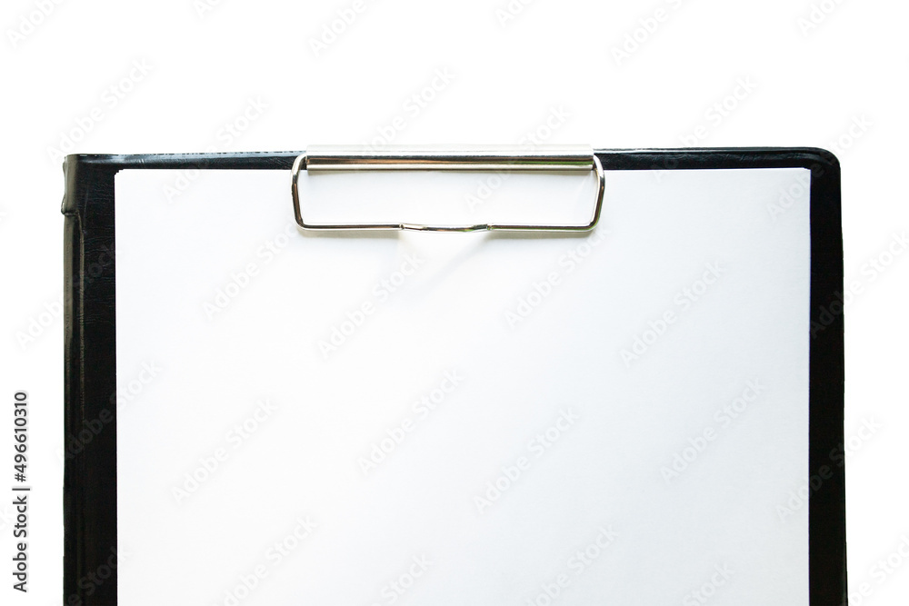 clipboard, checklist, mockup white sheet of paper in a folder for notes ...