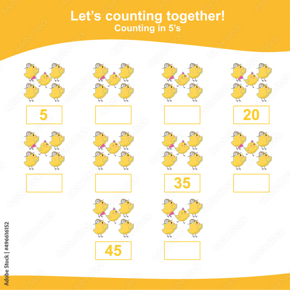 Counting the easter chicks for Preschool Children. Counting multiples ...