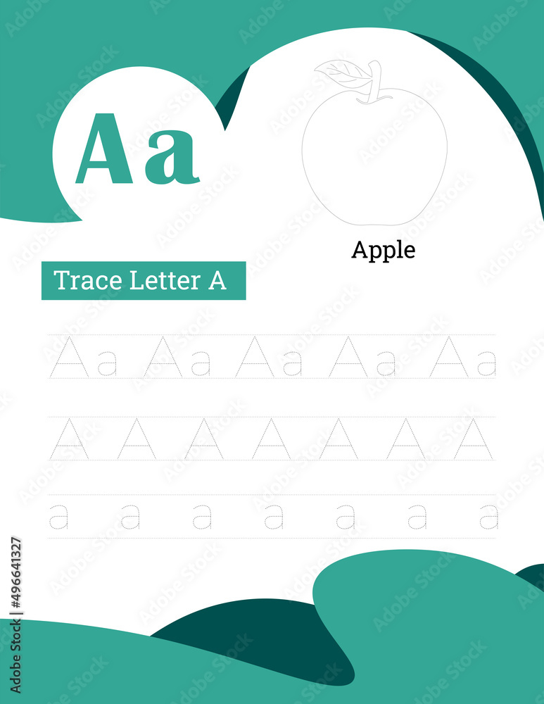 English alphabet letters tracing line printable worksheet with cute ...