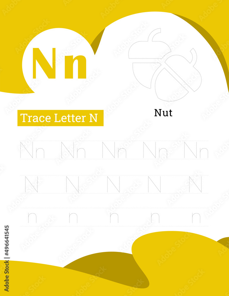 English alphabet letters tracing line printable worksheet with cute ...