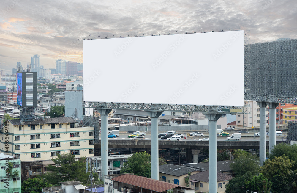 blank white bilboard on city urban background Stock Photo | Adobe Stock