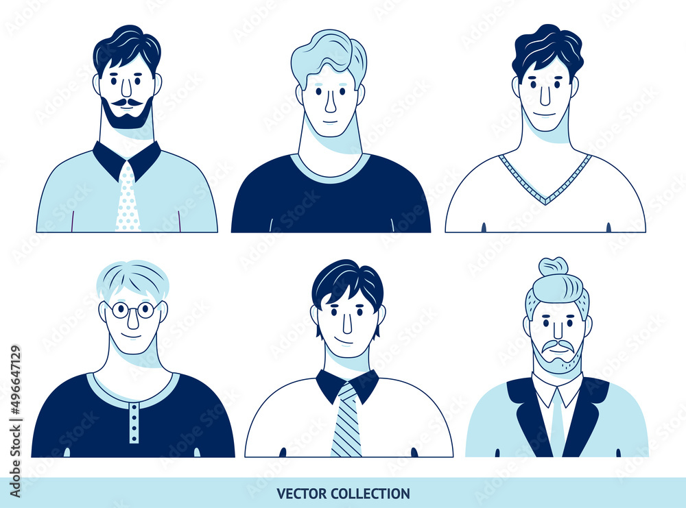 Portraits of various men, different men - vector set. Vector ...