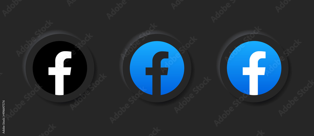 Facebook logo sign with shadow. facebook icon set. facebook button ...