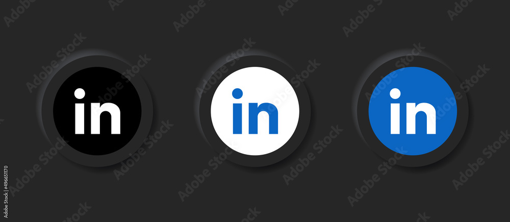 Linkedin logo sign with shadow. linkedin icon set. linkedin button ...