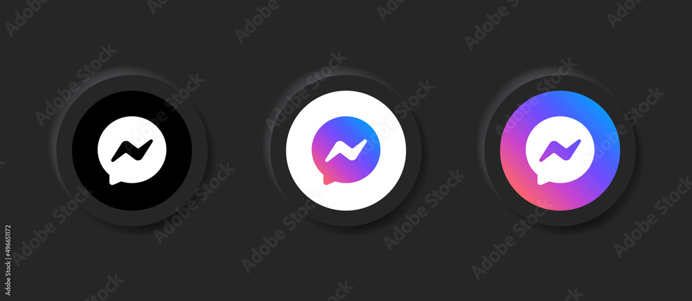 Messenger logo sign with shadow. messenger icon set. messenger button ...
