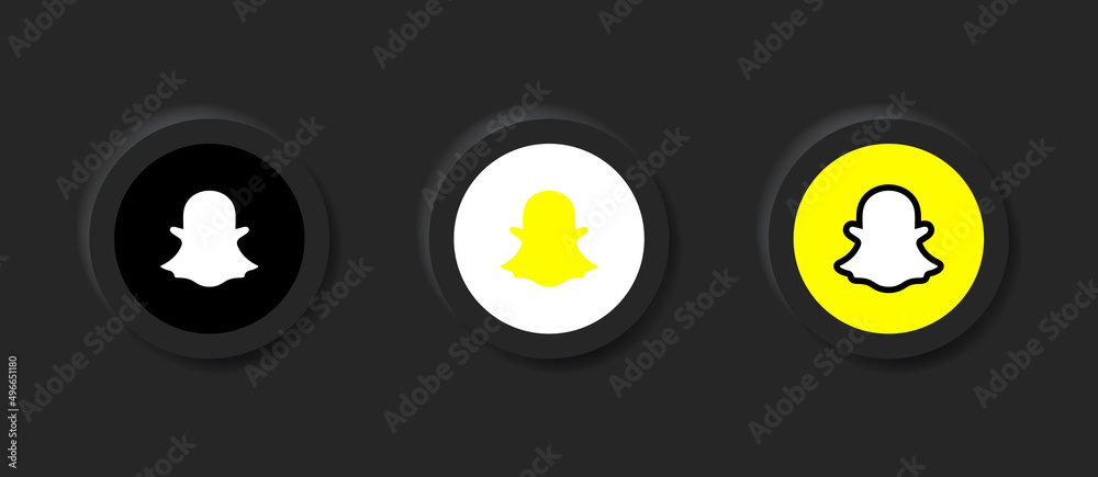 Snapchat logo sign with shadow. snapchat icon set. snapchat button ...