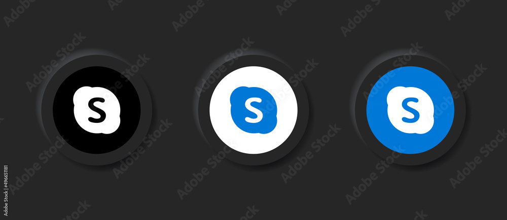 Skype logo sign with shadow. skype icon set. skype button. social media ...