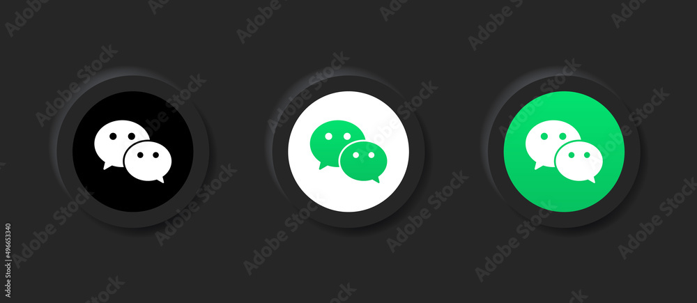 Wechat logo sign with shadow. wechat icon set. wechat button. social ...