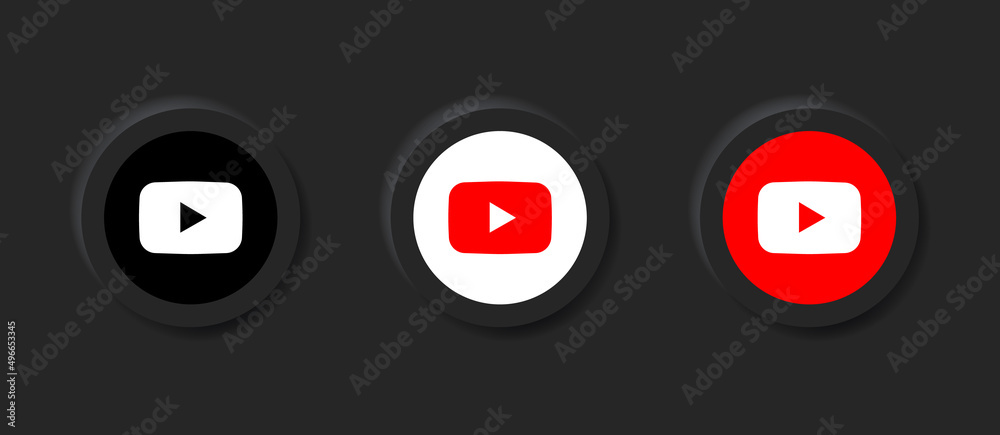 Youtube logo sign with shadow. youtube icon set. youtube button. social ...