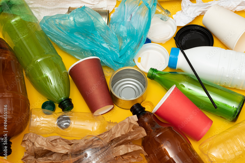 Garbage background. Sorting of garbage types. Concept of zero pollution ...