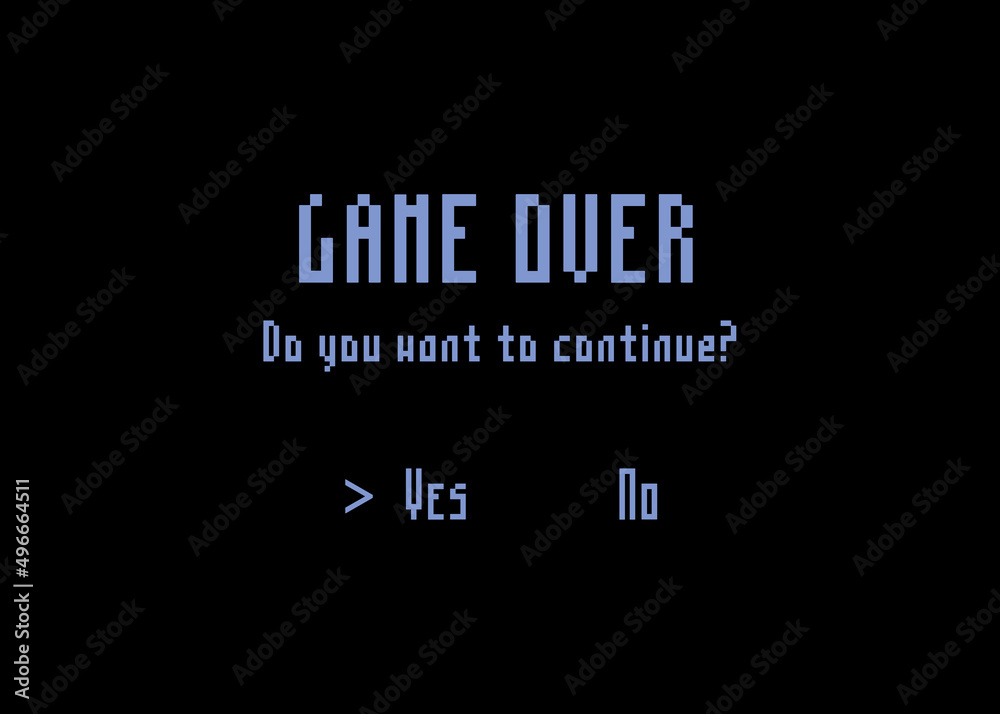 A simple Game Over screen from the old days, asking Do you want to ...