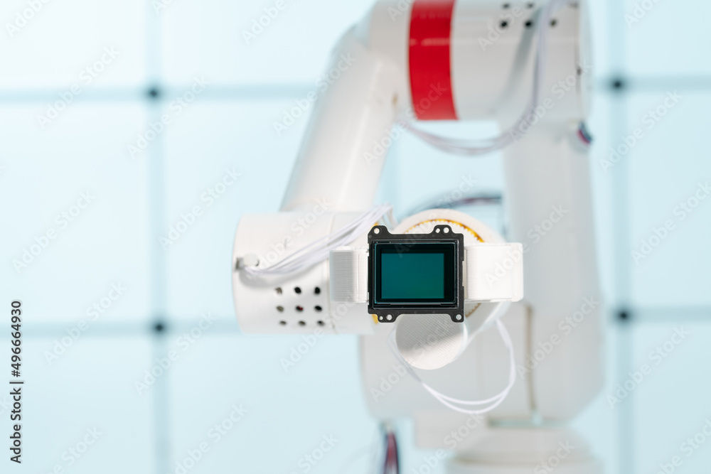 Poster Robot arm with CCD and CMOS matrix Image sensor in the ...