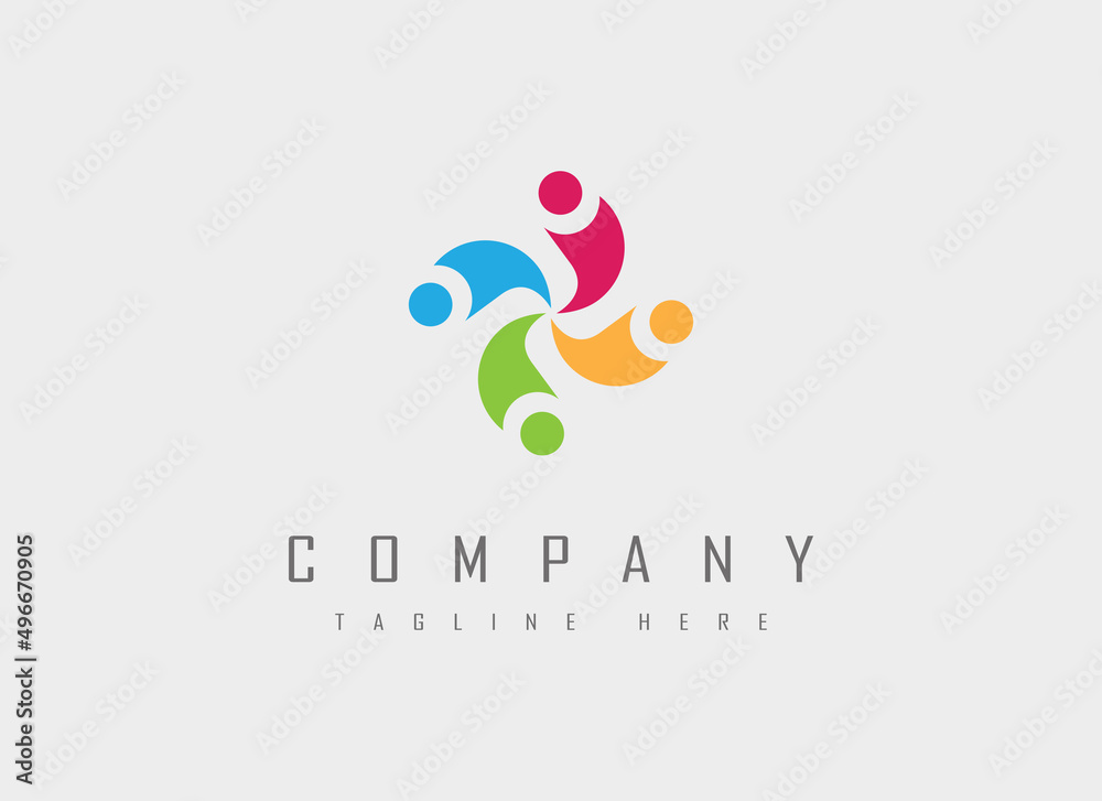 People Connecting Logo, Geometric Shape People Icon. Usable for ...