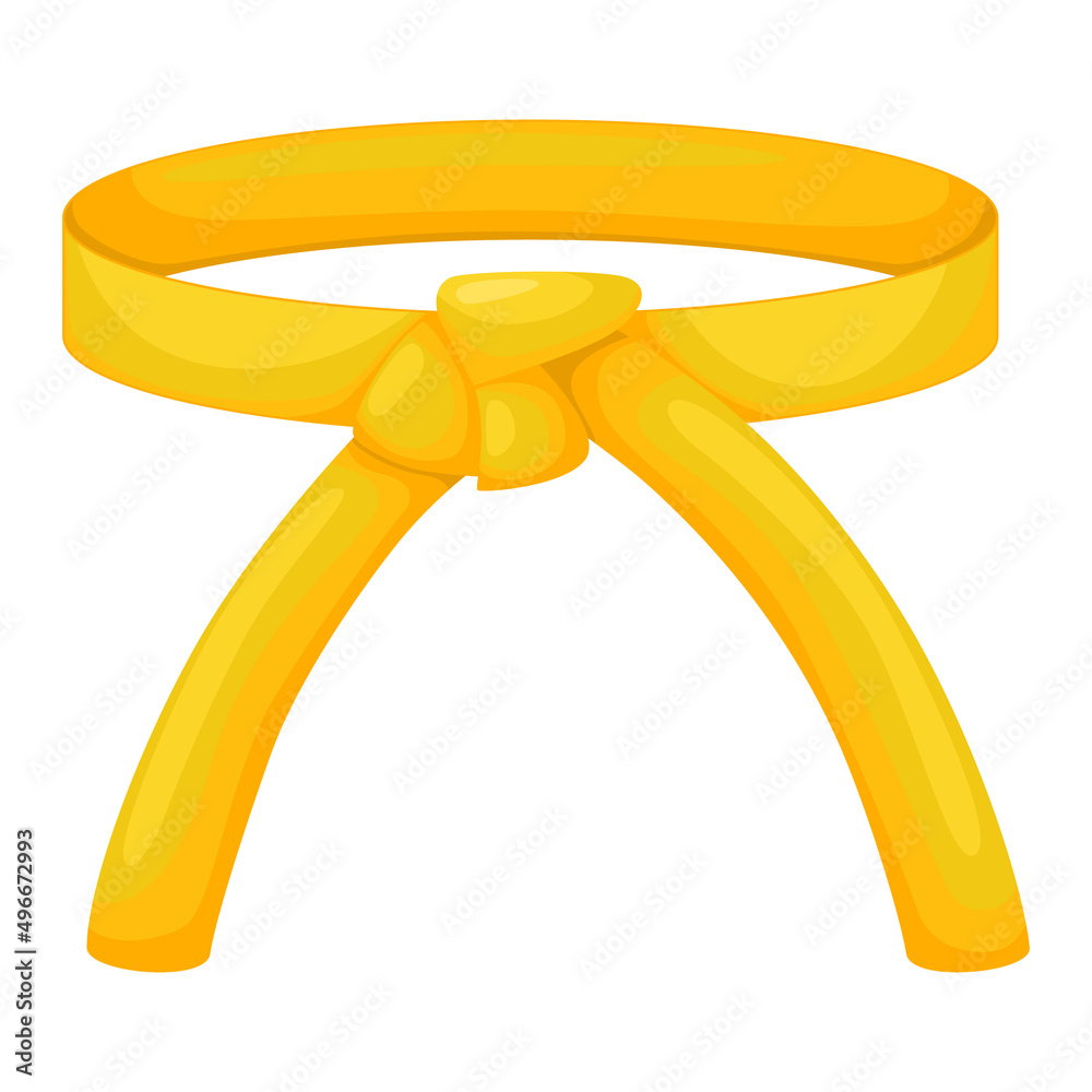 Karate belt yellow color isolated on white background. Design icon of ...