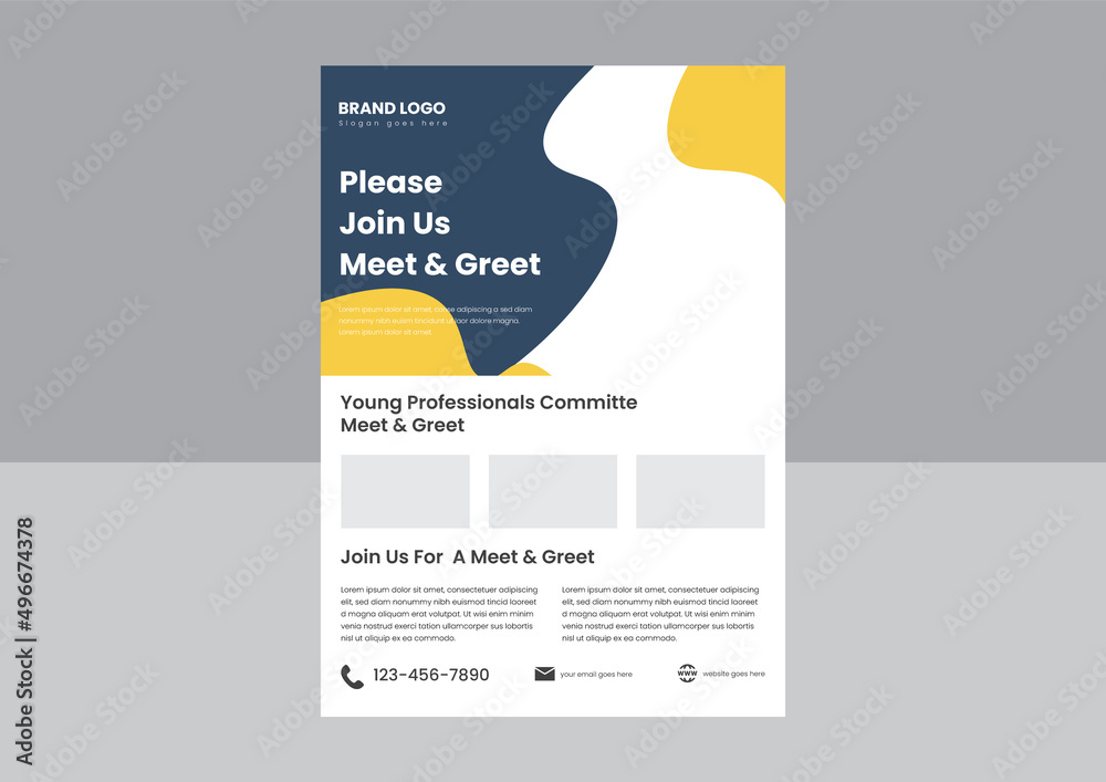 Vetor de meet and greet flyer poster design template. meet eat and greet with professionals ...