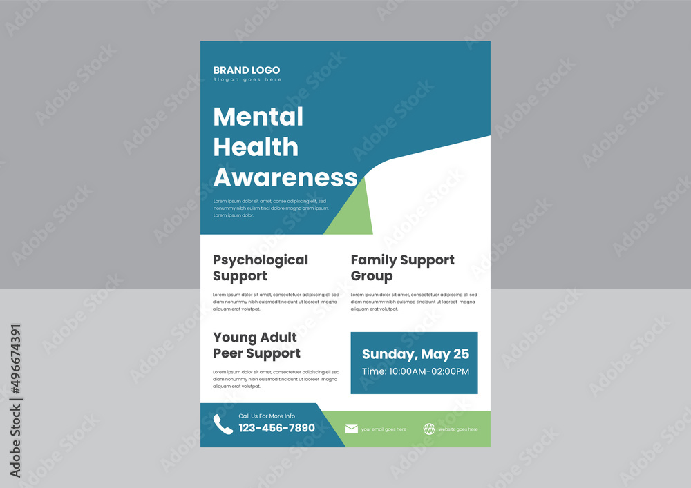 mental support flyer poster design template. take care of your mental ...