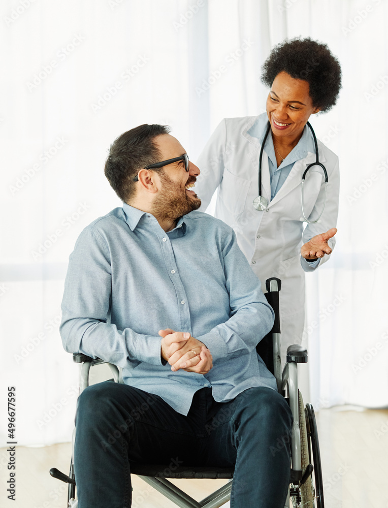 disability wheelchair doctor patient hospital medical disabled man ...