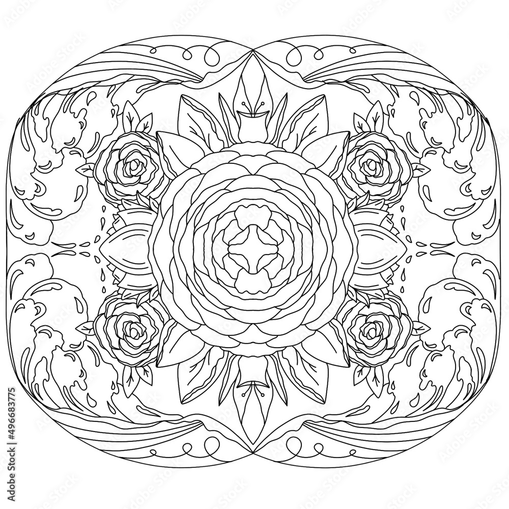 Coloring pages for kids and adults abstract black and white line art ...