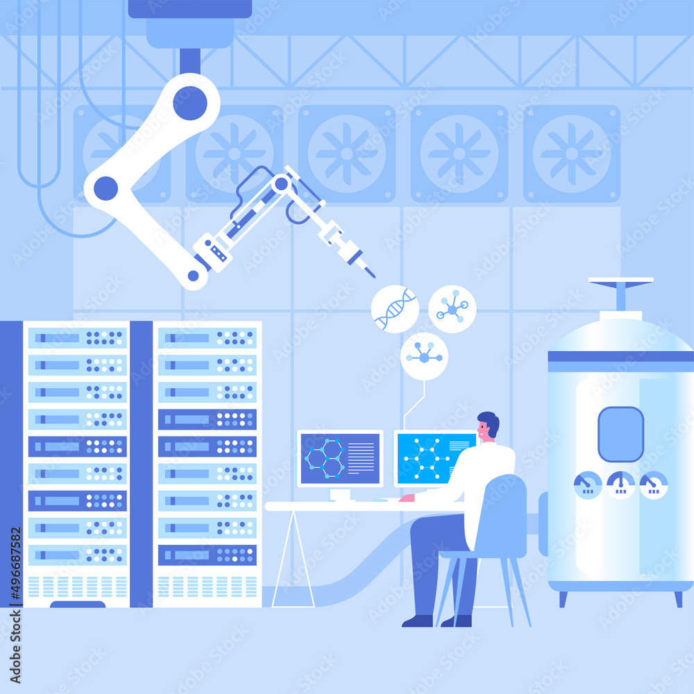 Automated scientific laboratory interior with robotic technology ...