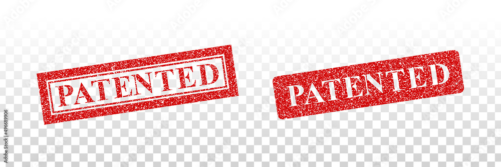 Vector realistic isolated red rubber stamp of Patented on the ...