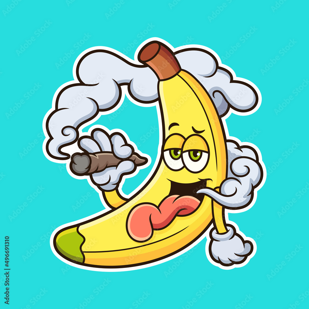 Cute banana relax with smoke cartoon. Fruit vector icon illustration ...