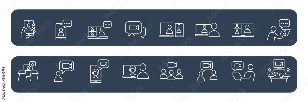 Video Conference icons set . Video Conference pack symbol vector ...