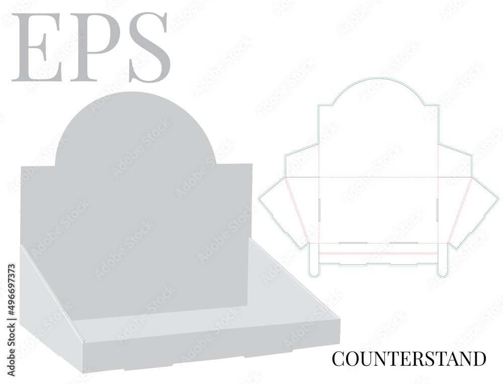 Counter display template, vector with die cut, laser cut layers ...
