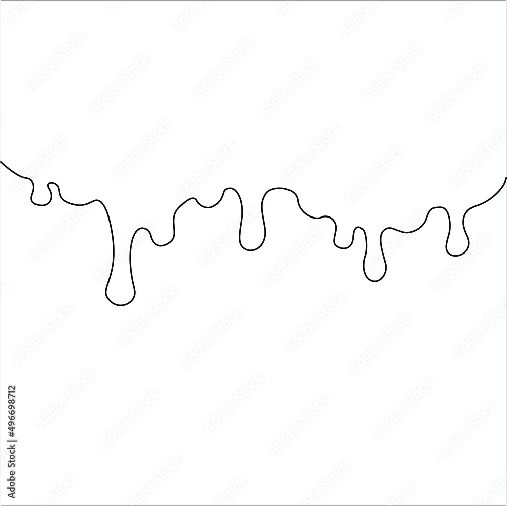 Dripping Paint Dripping liquid. Paint flows. Silhouette single line on ...