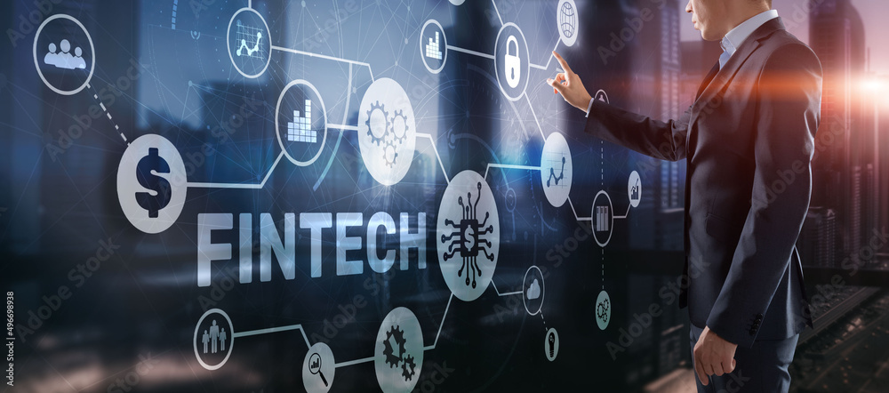 Fintech Investment Financial Technology Concept. 3D Virtual screen ...