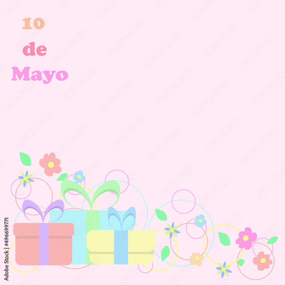 10 DE MAYO,FLORES Y REGALOS 10 DE MAYO,DIA DE LAS MADRES Stock Vector ...