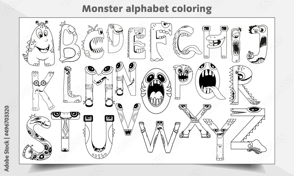Scary Monsters Alphabet Halloween Coloring Pages Graffiti Lettering ...