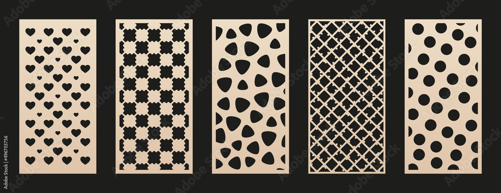 Laser cut patterns set. Vector collection of simple geometric ornaments ...