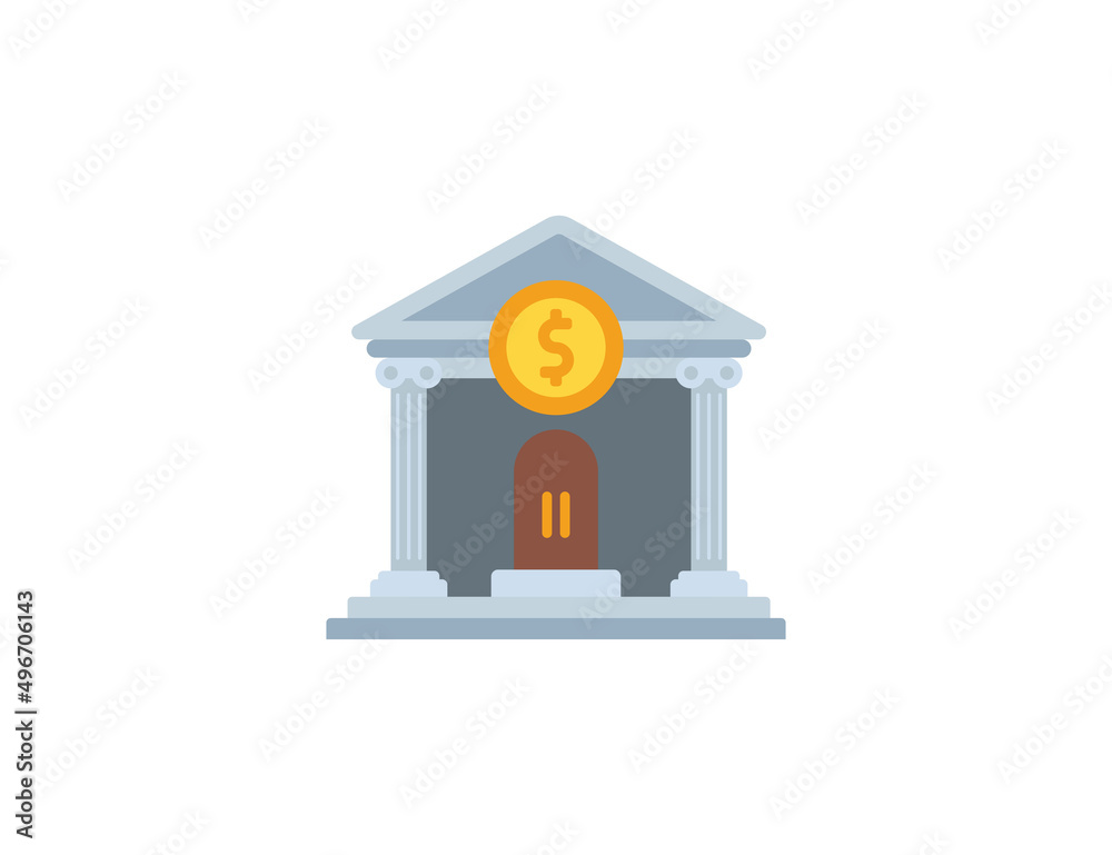 Bank vector flat emoticon. Isolated Bank emoji illustration. Bank icon ...