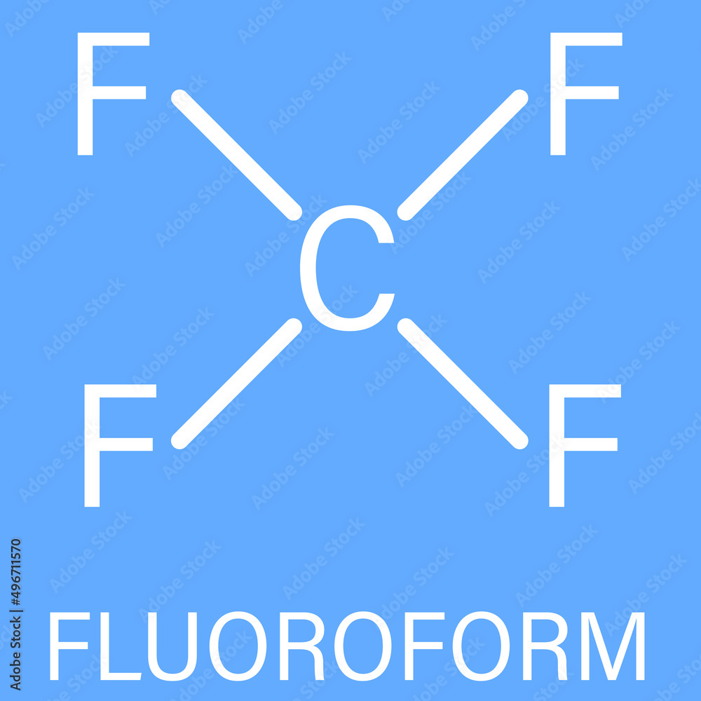 Fluoroform greenhouse gas molecule. Skeletal formula. Stock Vector ...