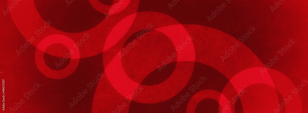 Red abstract background with red circle rings in faded distressed ...