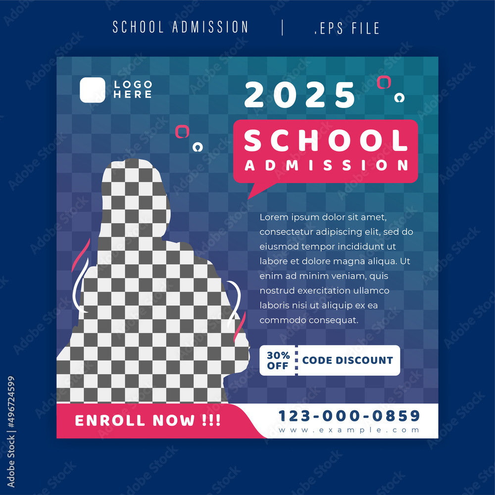 Social Media Post Template For School Admission Open Registration New ...