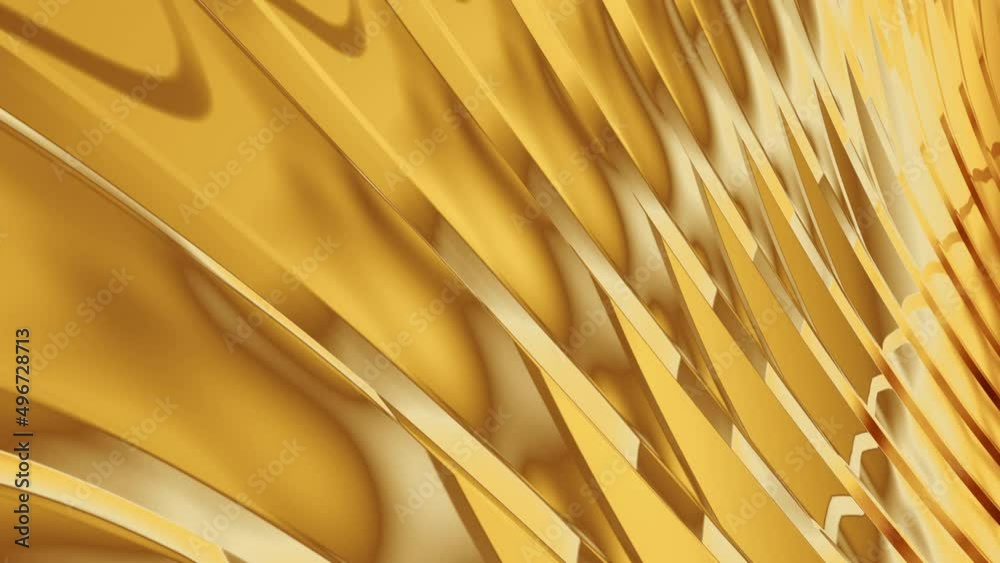 4K abstract 3D gold pattern wave animation tiles objects with wave ...