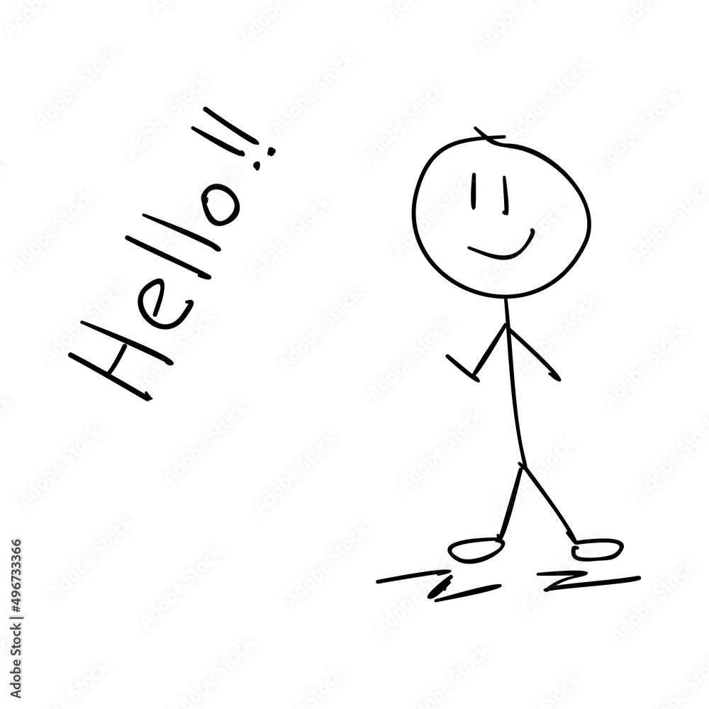 Hello stickman design. Greeting sticker. Stickman message design. Good ...