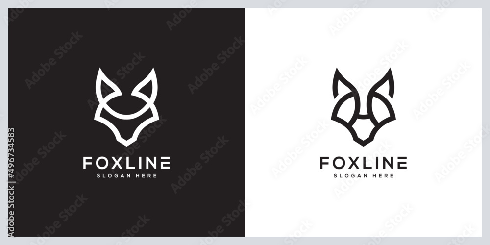 head fox logo vector line style design Stock Vector | Adobe Stock