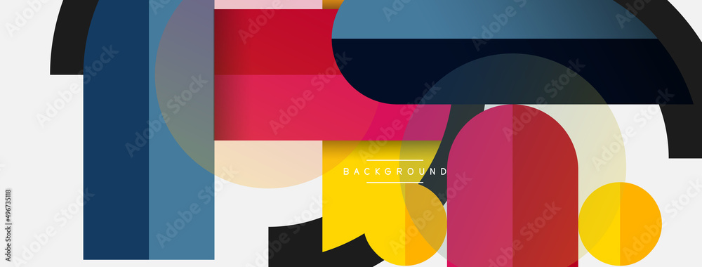 Geometric shapes composition abstract background. Circles lines and ...