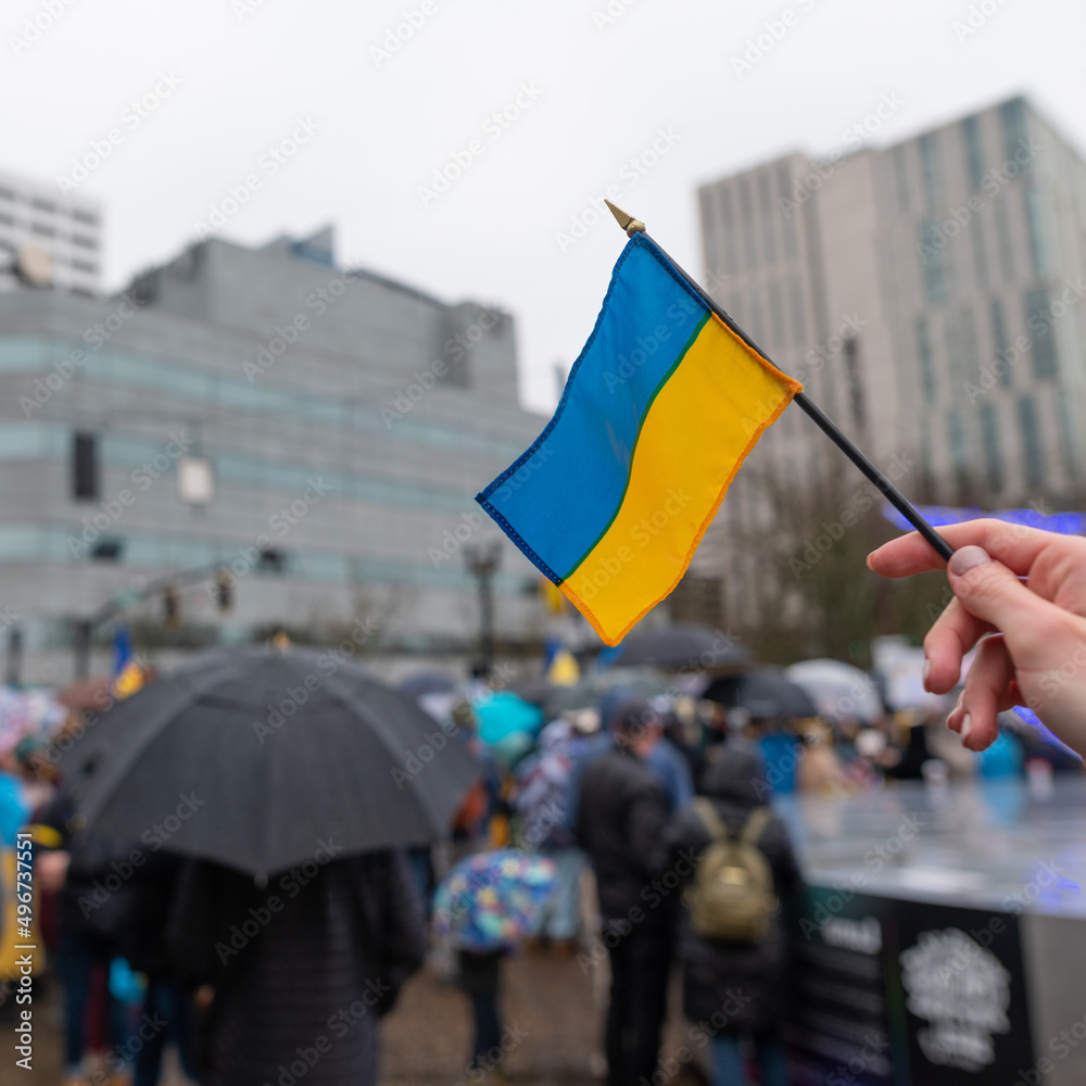 People protest against the war in Ukraine. Russia's aggression towards ...