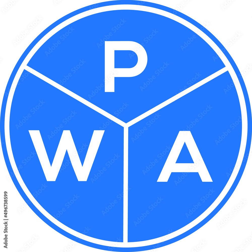 PWA letter logo design on white background. PWA creative circle letter ...