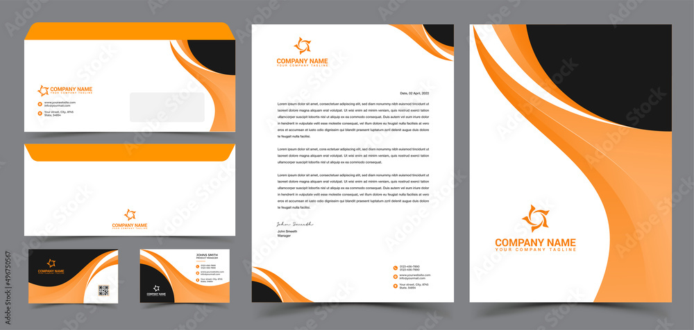 Stationery collection set for food brand Stock Vector | Adobe Stock