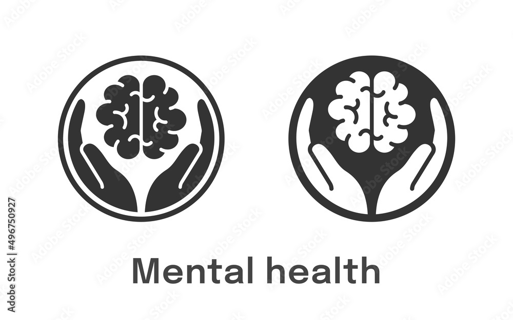 Mental health icon on white background. Vector illustration. Stock ...